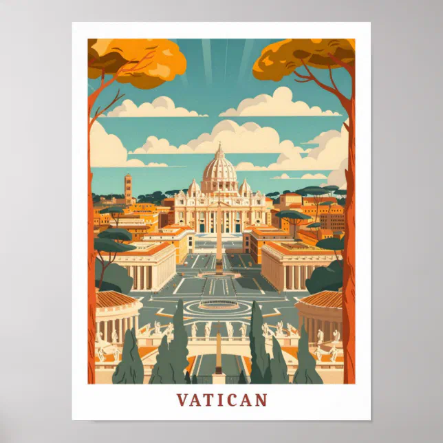 Vatican Rome Italy Elegant Art Vintage Travel Poster | Zazzle