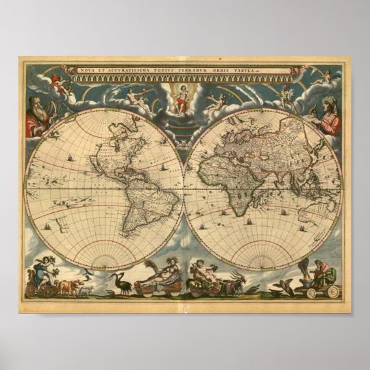 Very Old Latin World Map Poster | Zazzle.com.au