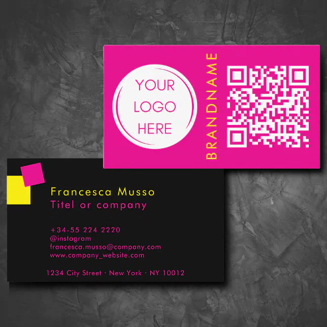 Vibrant contrast colour, logo and QR code modern Business Card | Zazzle