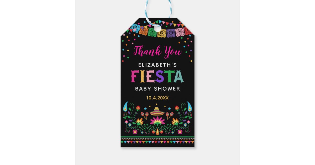 Vibrant Mexican Fiesta Baby Shower Birthday Party Gift Tags | Zazzle