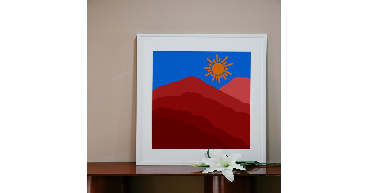 Vibrant Mountain Sunset Abstract Art Poster | Zazzle