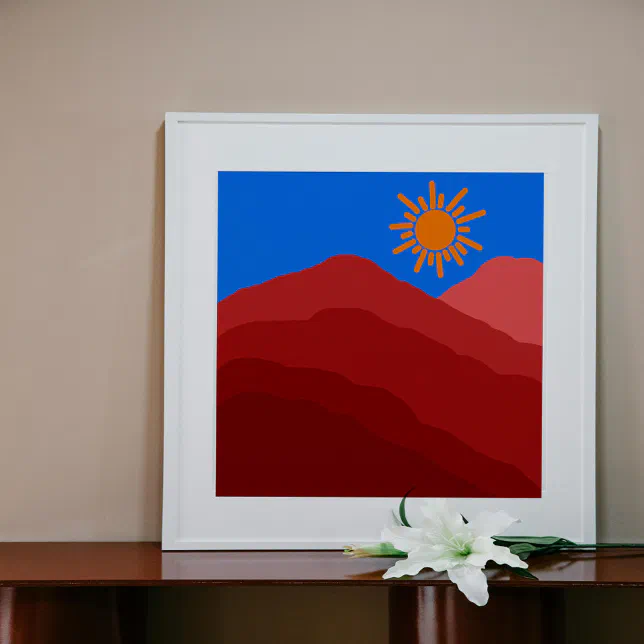 Vibrant Mountain Sunset Abstract Art Poster | Zazzle