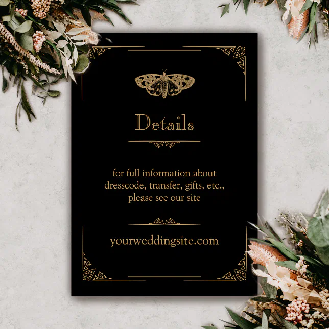 Victorian Moth Elegant Gothic Wedding Enclosure Card | Zazzle