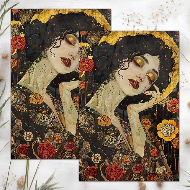 VICTORIAN VINTAGE LADY DECOUPAGE TISSUE PAPER | Zazzle