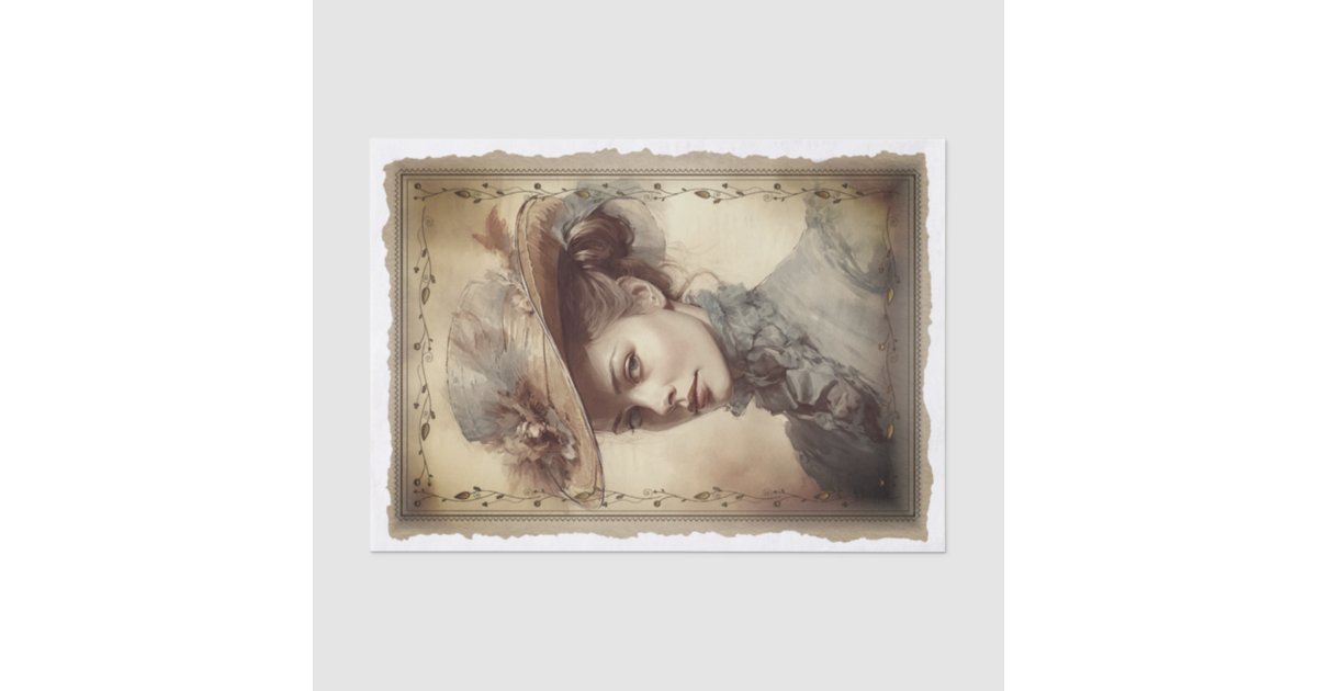 Victorian Vintage Lady Portrait Decoupage Tissue Paper | Zazzle