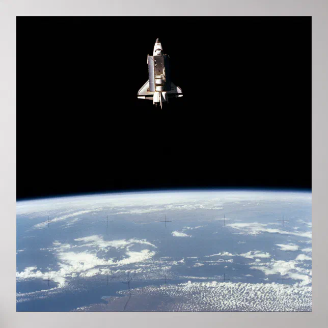 View of Space Shuttle Challenger above Earth Poster | Zazzle