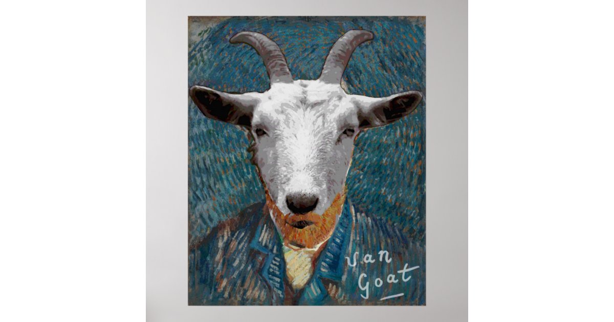 Vincent Van Goat Self-Portrait Painting Art Poster | Zazzle
