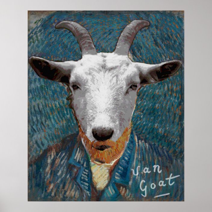 Vincent Van Goat Self-Portrait Painting Art Poster | Zazzle.com.au