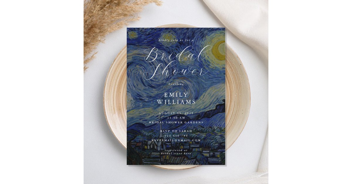 Vincent Van Gogh Starry Night Bridal Shower Invitation | Zazzle