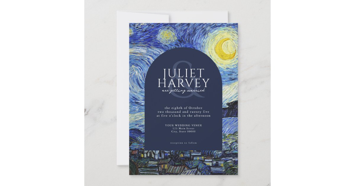 Vincent Van Gogh Starry Night Wedding Invitation | Zazzle