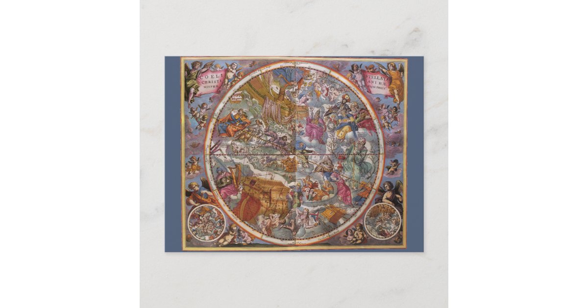 Vintage Astronomy, Map of Christian Constellations Postcard | Zazzle