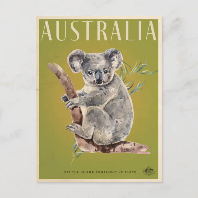 Vintage Australian Koala travel poster Postcard | Zazzle