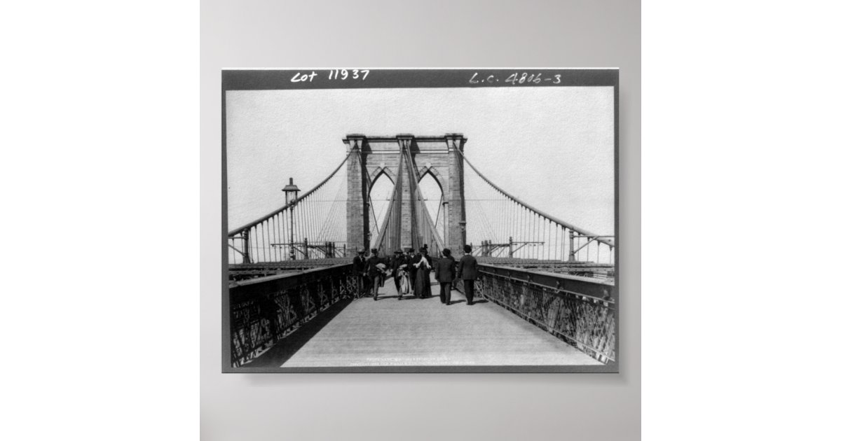 Vintage Brooklyn Bridge New York City NY 1898 Poster | Zazzle