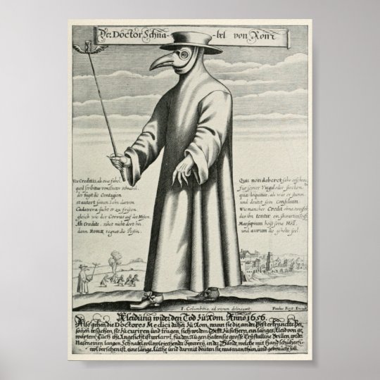 Vintage Bubonic Plague Doctor Illustration Poster | Zazzle.com.au