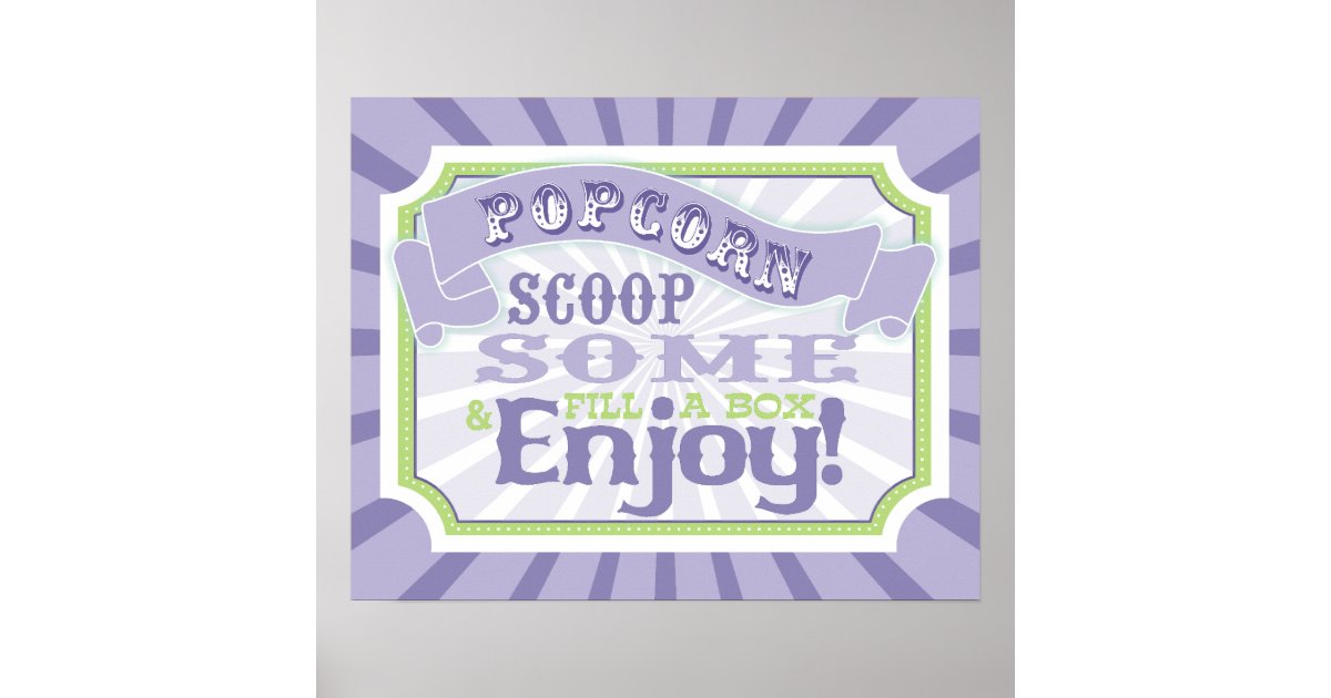 Vintage Carnival Popcorn Sign - Purple | Zazzle