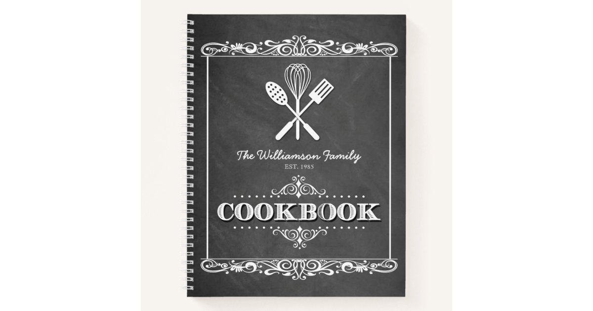 Vintage Chalkboard Family Cookbook Recipe Notebook | Zazzle