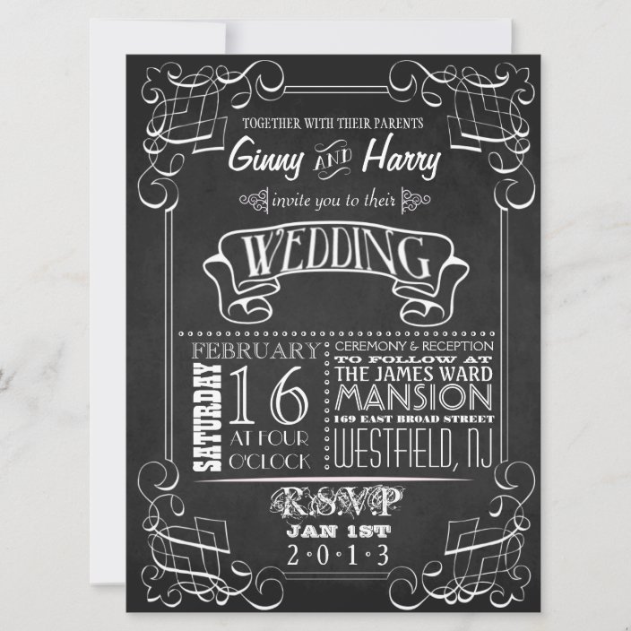 Vintage Chalkboard Wedding Invitation | Zazzle.com.au