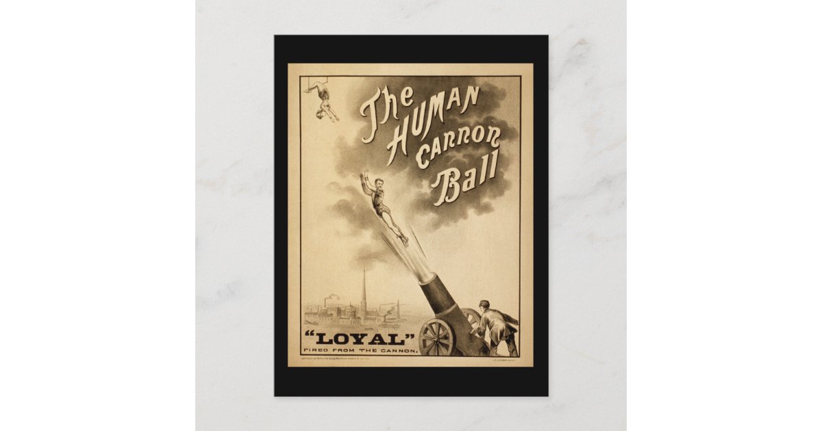 Vintage Circus Poster Human Canon Ball circa 1879 Postcard | Zazzle