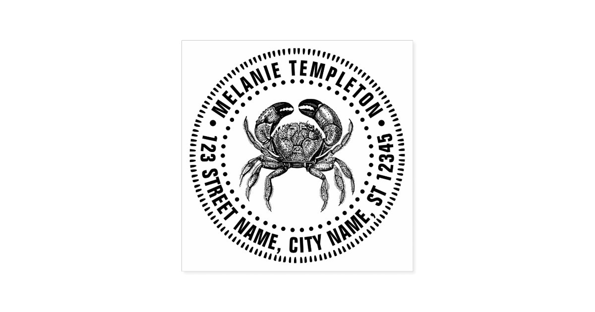 Vintage Crab #1 Drawing Name Return Address Self-inking Stamp | Zazzle