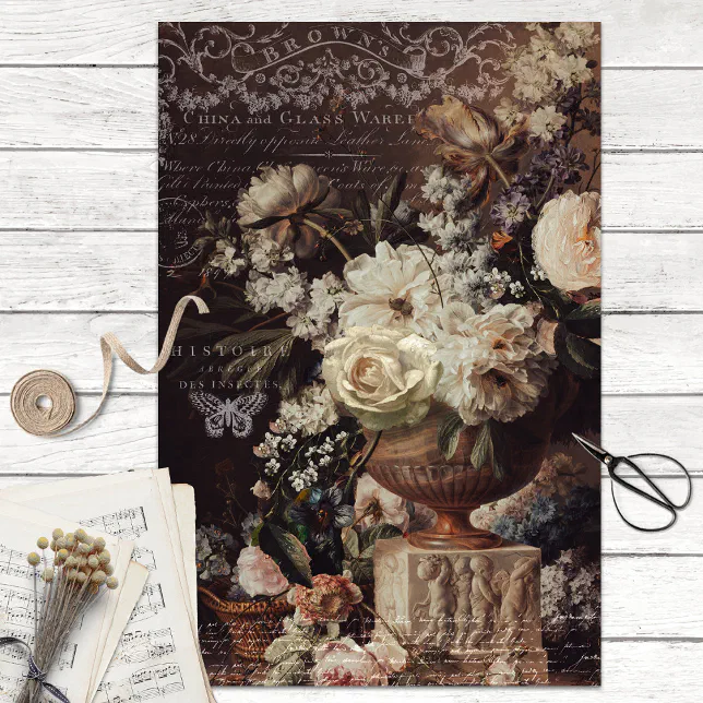 Vintage Cream and Brown Decoupage Tissue Paper | Zazzle