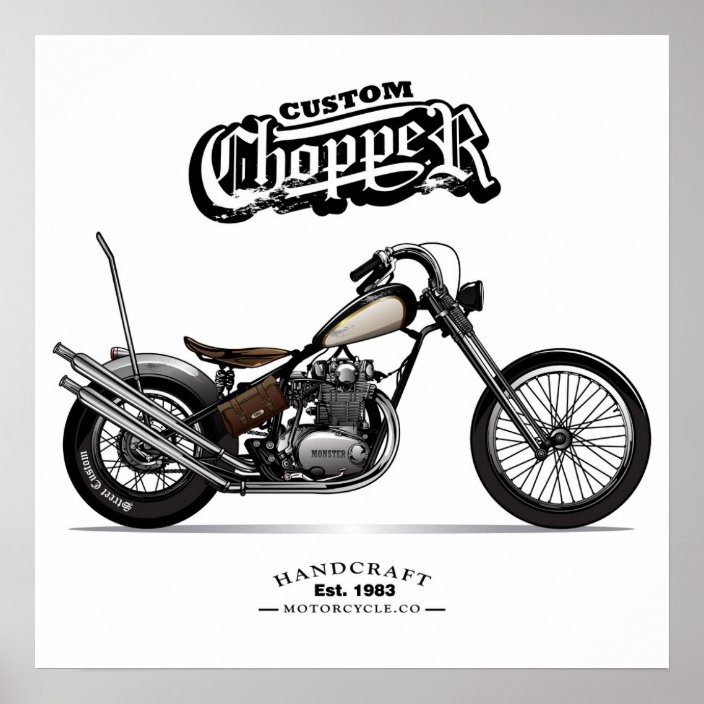 Vintage Custom Chopper Motorcycle Poster | Zazzle.com.au