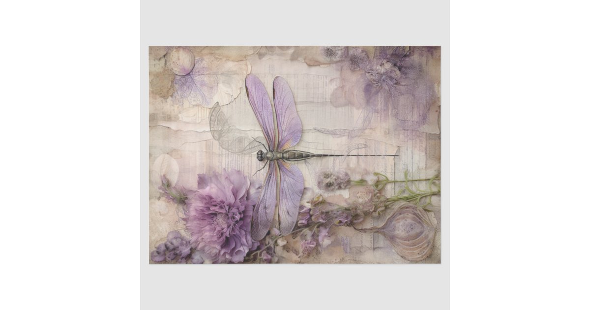 Vintage Dragonfly Ephemera Decoupage Tissue Paper | Zazzle
