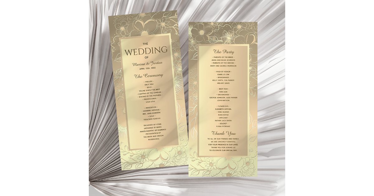Vintage Elegant Gold Wedding Program | Zazzle
