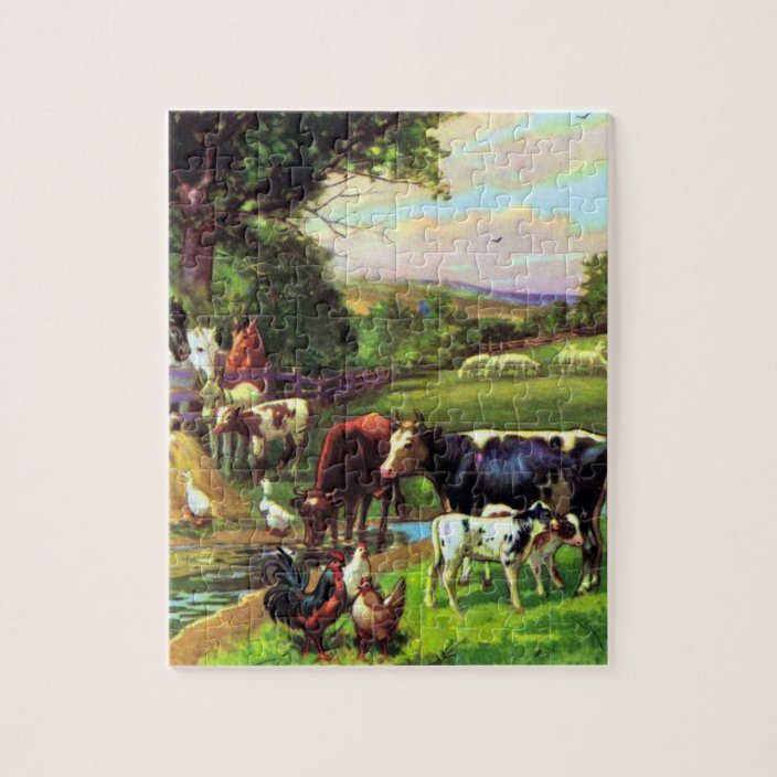 Vintage Farm Jigsaw Puzzle | Zazzle.com.au