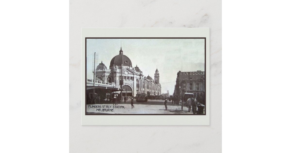 Vintage Flinders Street, station, Melbourne Postcard | Zazzle