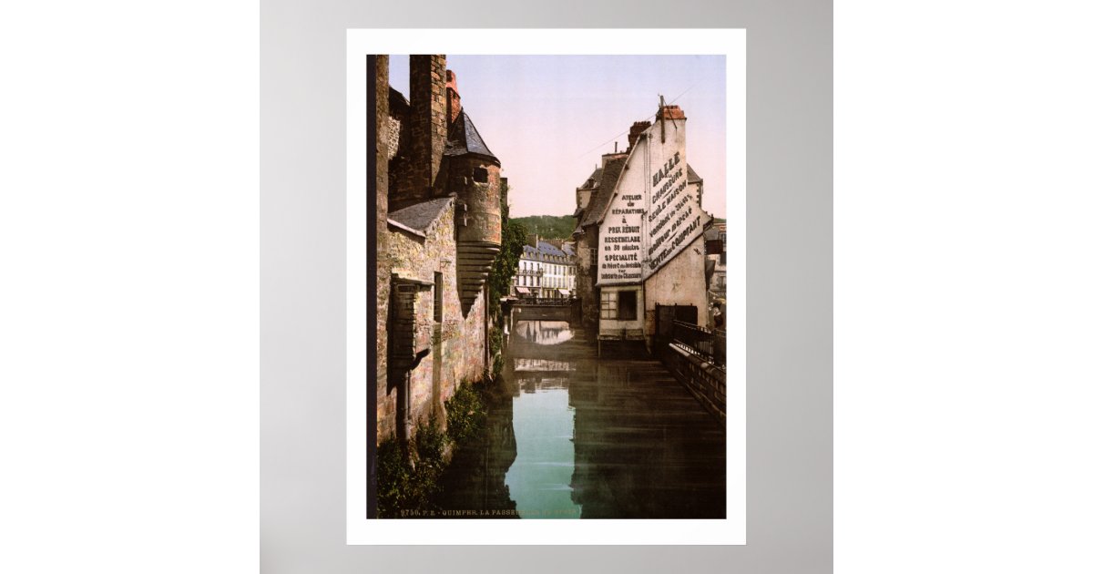 Vintage France, Footbridge of the Steir, Quimper Poster | Zazzle