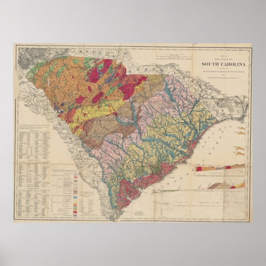 Vintage Geological Map of South Carolina (1883) Poster | Zazzle.com.au