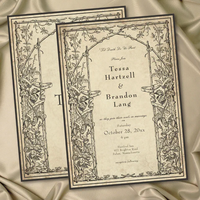 Vintage Gothic Medieval Vine Parchment Wedding Invitation | Zazzle