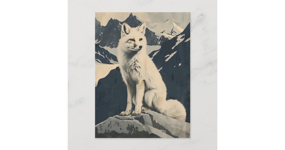 Vintage Illustration of the Arctic Fox Postcard | Zazzle