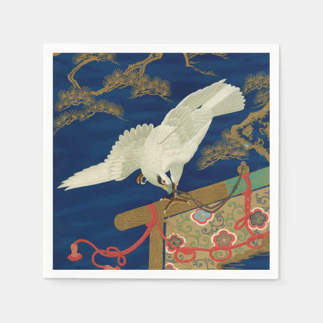 Vintage Japanese White Hawk Art G.A. Audsley Napkin | Zazzle