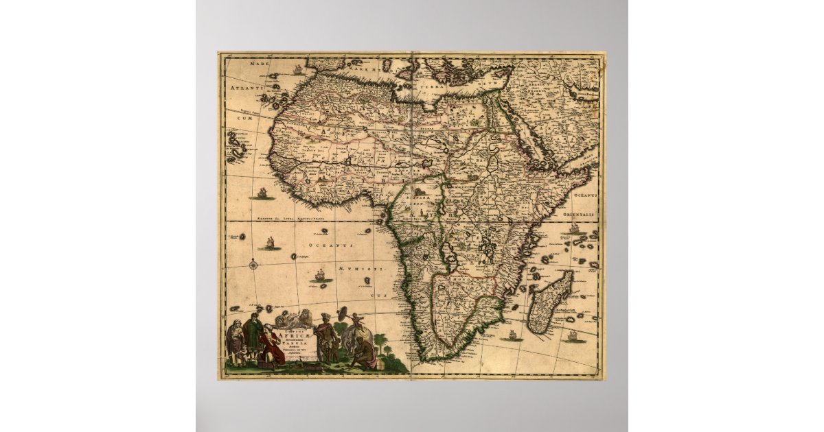 Vintage Map of Africa (1688) Poster | Zazzle