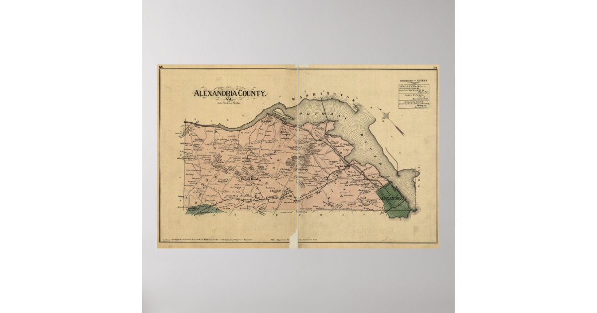 Vintage Map of Alexandria County Virginia (1878) Poster | Zazzle