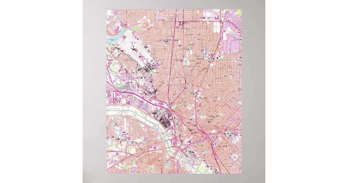 Vintage Map of Dallas Texas (1958) Poster | Zazzle