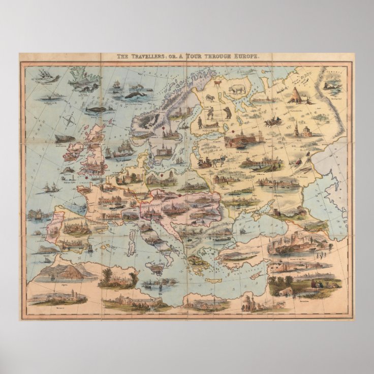 Vintage Map of Europe (1842) Poster | Zazzle