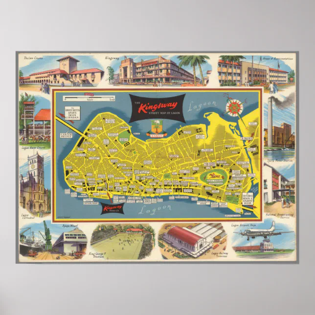 Vintage Map of Kingsway Lagoon Poster | Zazzle
