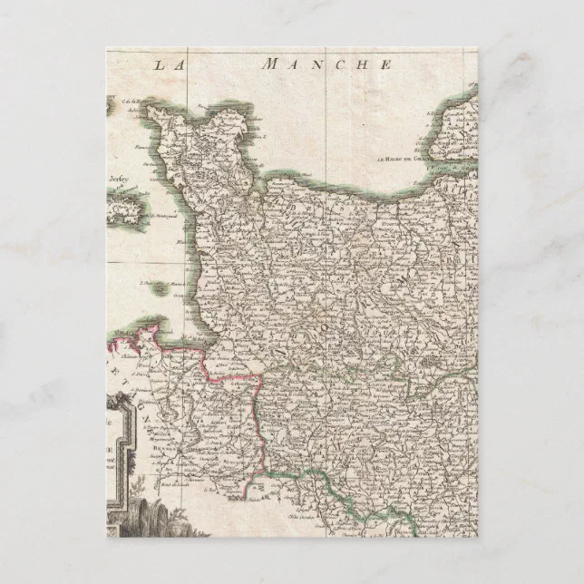 Vintage Map of Normandy (1771) Postcard | Zazzle