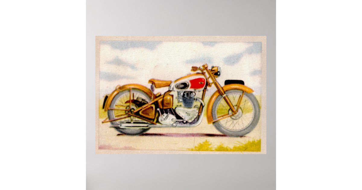 Vintage Motorcycle Print | Zazzle