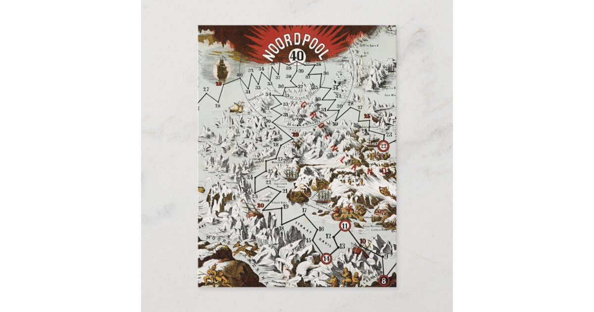 Vintage North Pole Old Antique Map World Postcard | Zazzle