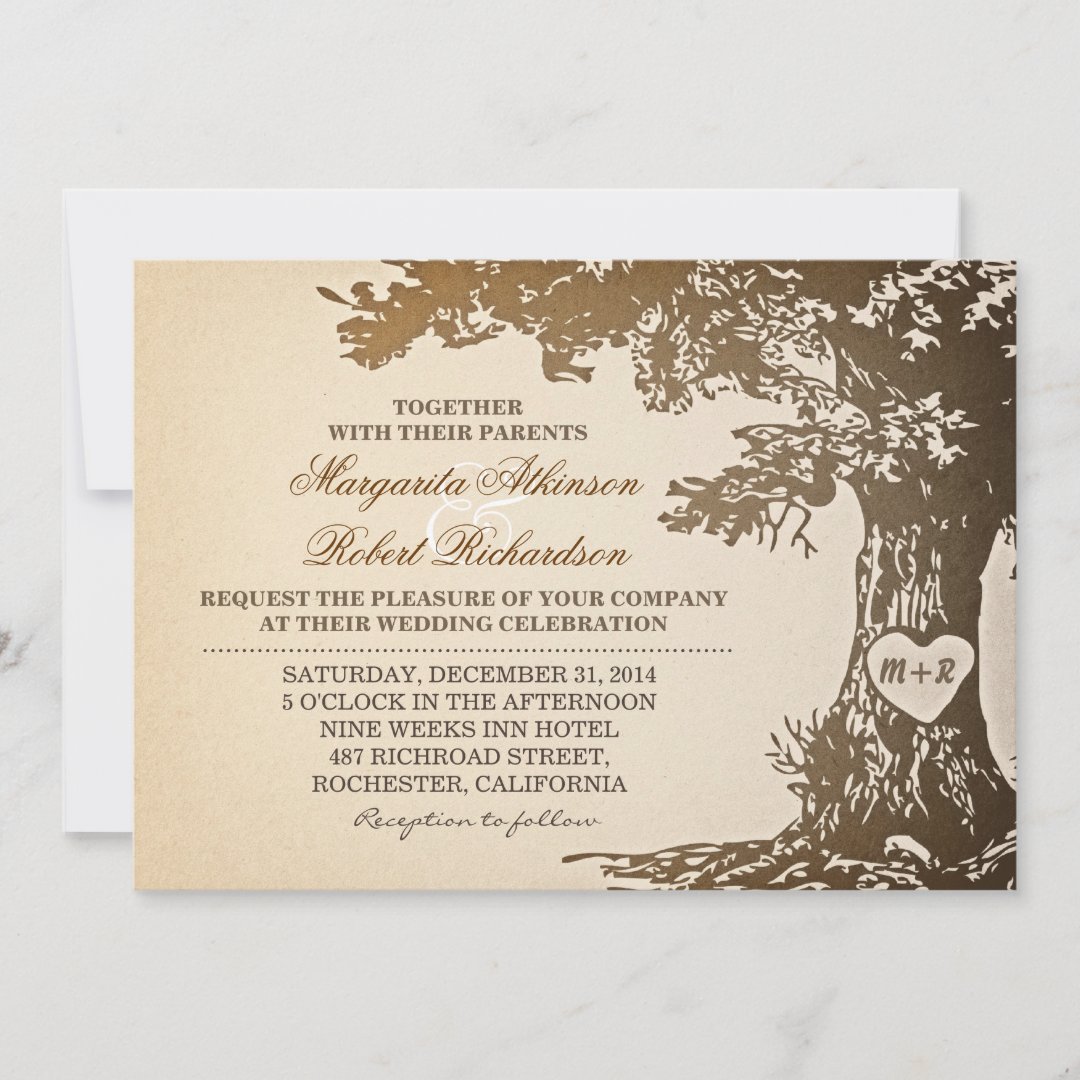 vintage old oak tree wedding invitations | Zazzle