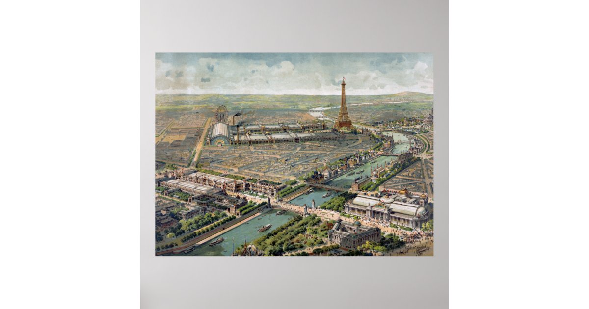 Vintage Pictorial Map of Paris (1900) Poster | Zazzle
