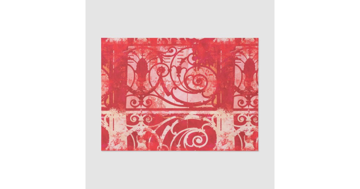 Vintage Pink Red Damask Paris Valentine Tissue Paper | Zazzle