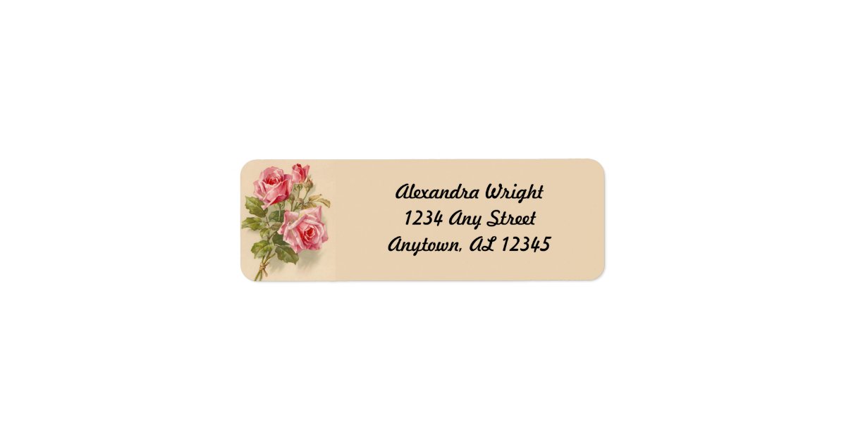 Vintage Pink Roses Return Address Label | Zazzle