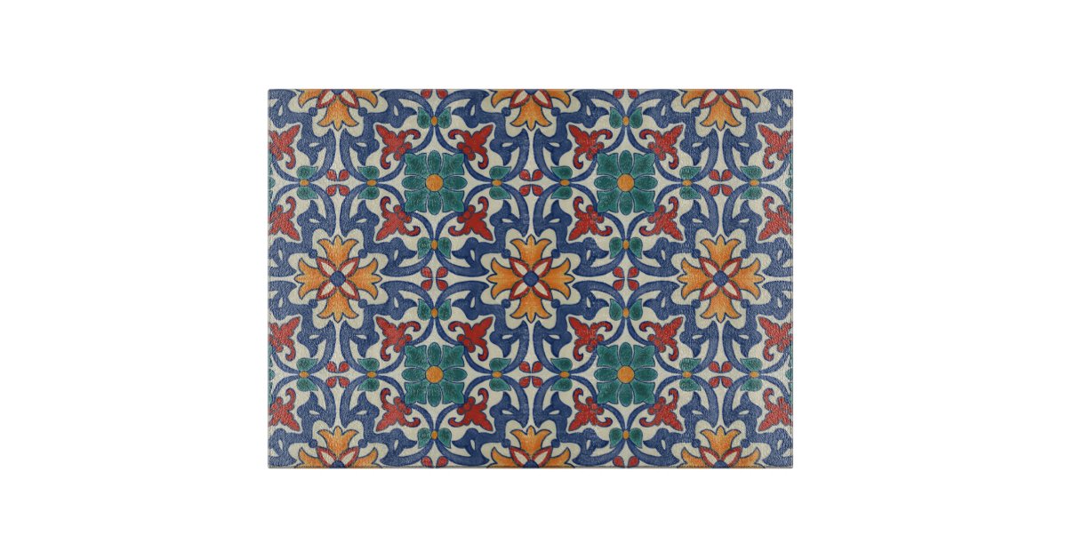 Vintage Portuguese Azulejos Tile Pattern Cutting Board | Zazzle