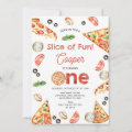 Vintage Red Photo Pizza Slice Of Fun 1st Birthday Invitation | Zazzle