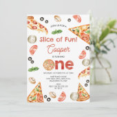 Vintage Red Pizza Slice Of Fun 1st Birthday Invitation | Zazzle