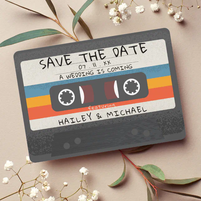 Vintage Retro Cassette Tape QR Code Wedding Save The Date | Zazzle